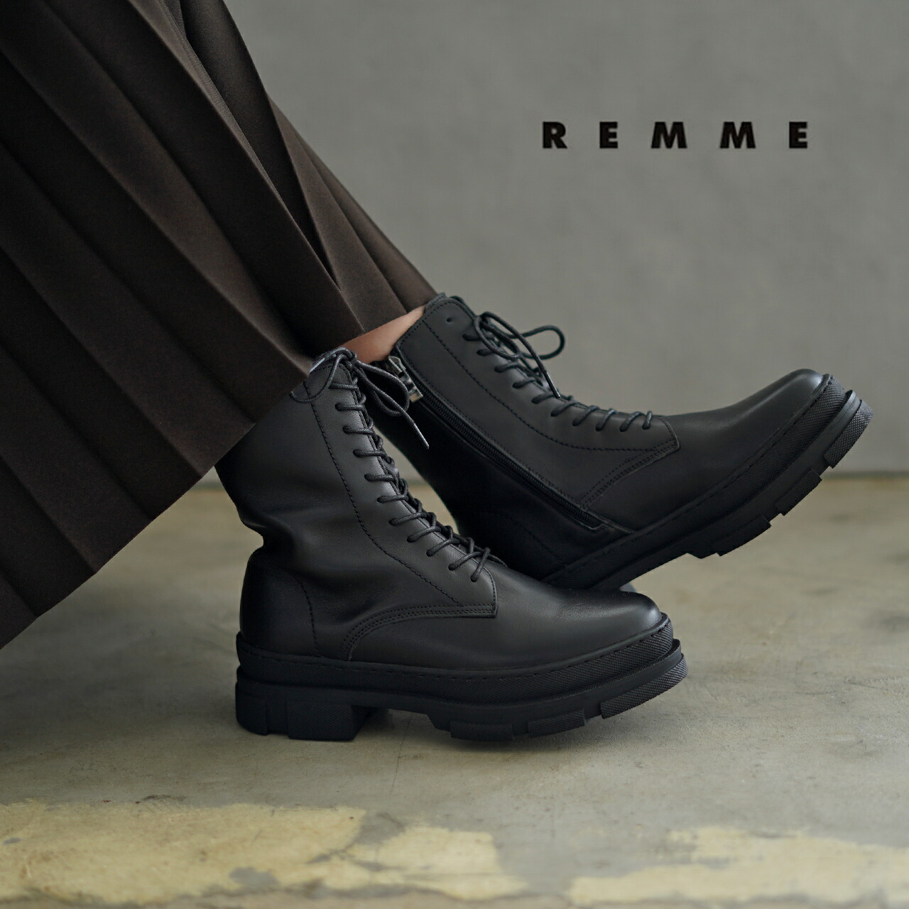 【楽天市場】レメ REMME 11ホール レースアップ ブーツ 11 Hole Lace-up Boots ショートブーツ ブラック ...