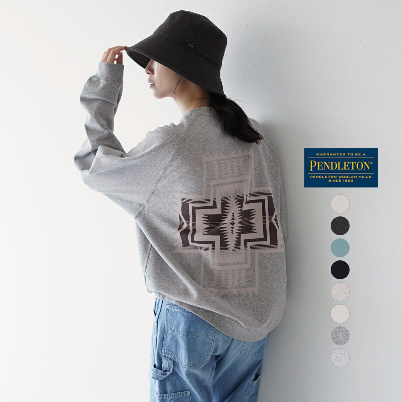 【楽天市場】ペンドルトン PENDLETON バックプリント スウェット BACK PRINT SWEAT グレー ブラック アイボリー ミント ベージュ レディース 3475-3006【送料 ...