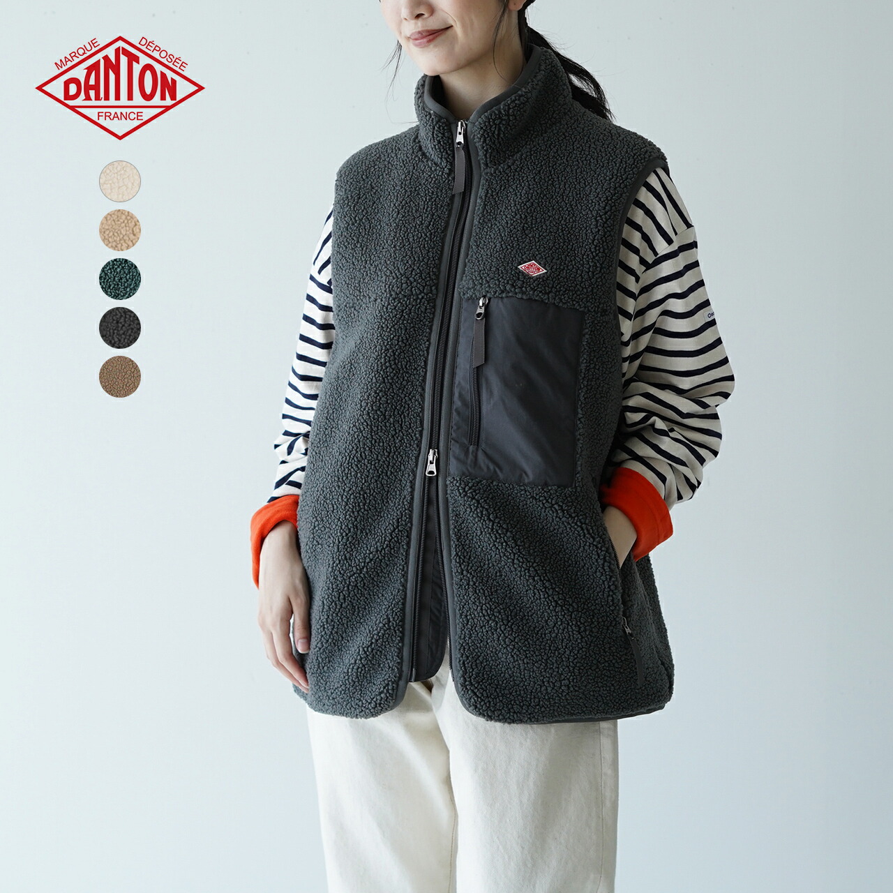 【楽天市場】ダントン DANTON スタンドカラー ボア ベスト STAND COLLAR VEST レディース DT-A0367LBA【クーポン対象外】 0710：Crouka／クローカ