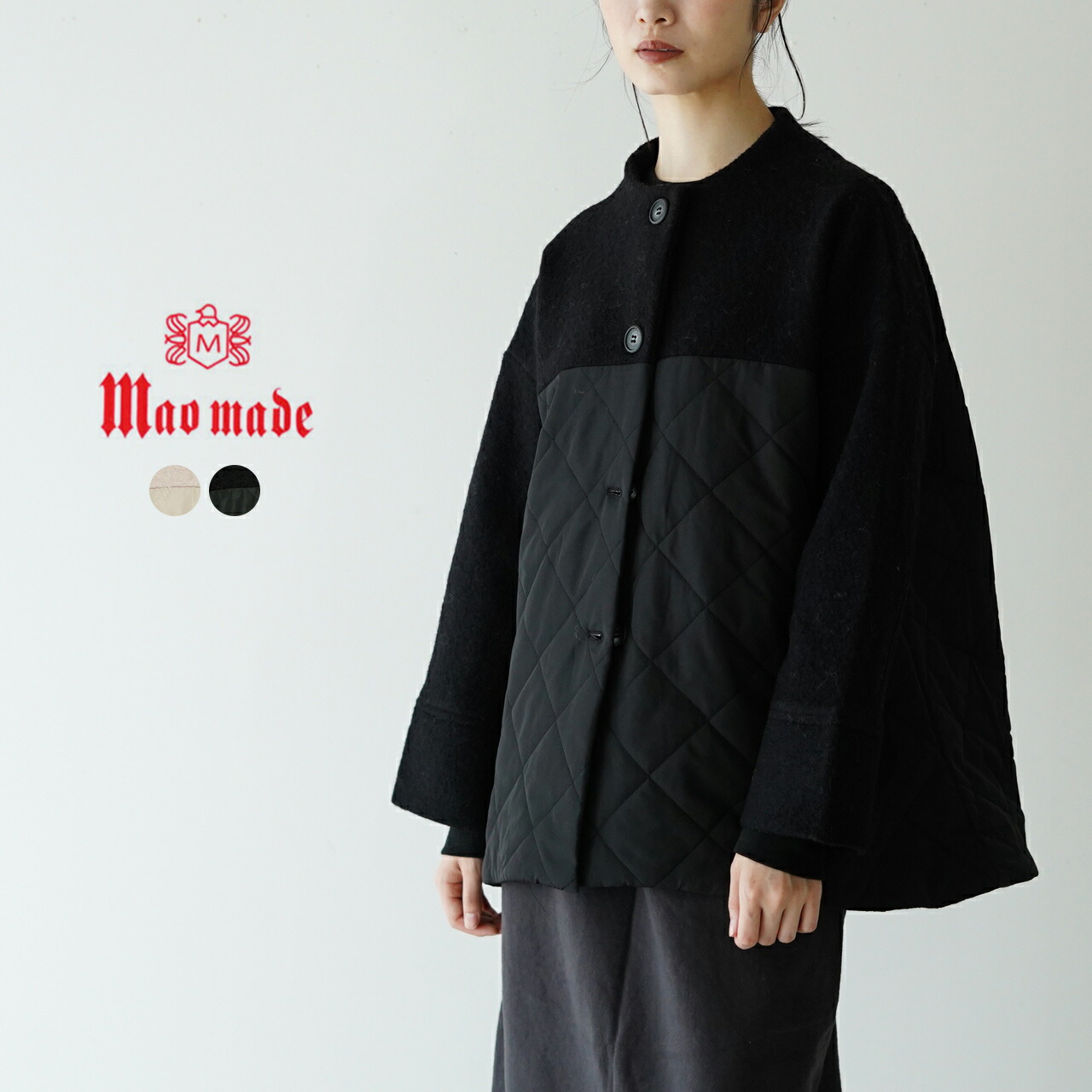 【楽天市場】マオメイド mao made Aライン キルト コート A LINE QUILT COAT アウター ジャケット ウール 中綿 ...