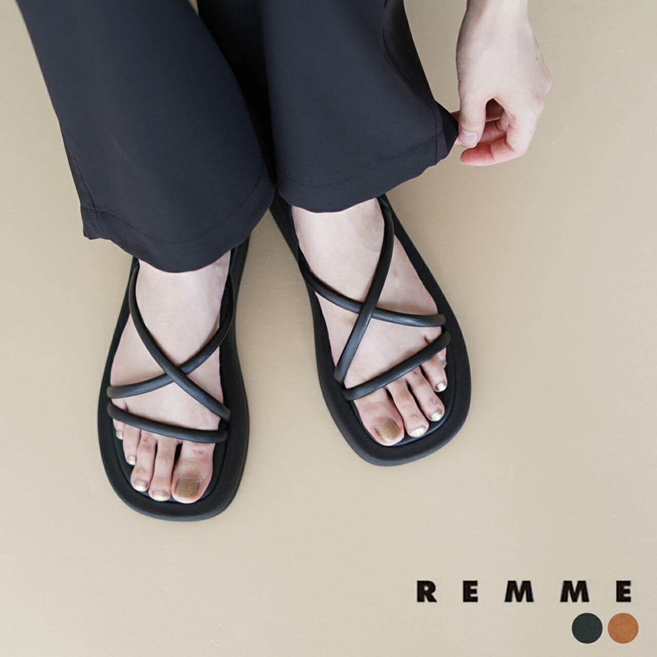 【楽天市場】レメ REMME チューブラー ソフト TUBURAL SOFT バックストラップ フラットサンダル レディース MI ...