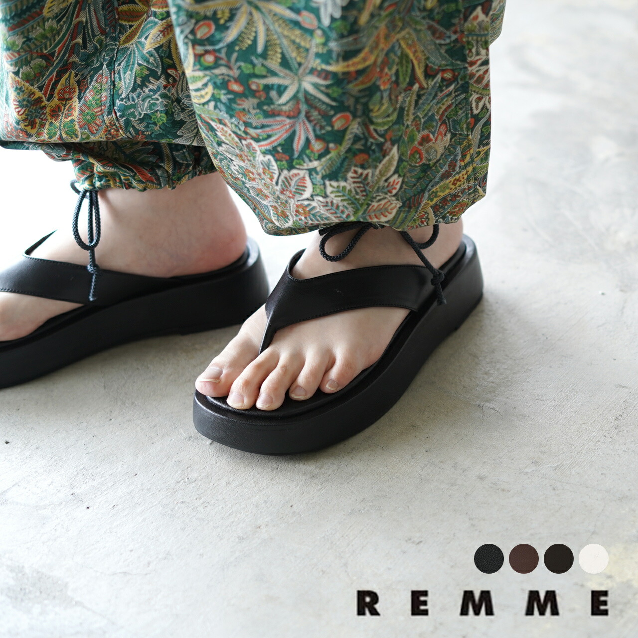 【楽天市場】レメ REMME エコレザー ソフィア ECO LEATHER SOFIA トング プラットフォーム サンダル レディース ZH ...