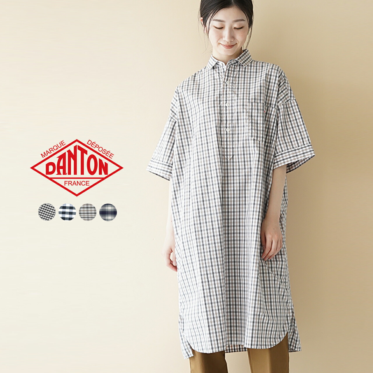 【楽天市場】ダントン DANTON ギンガムチェック シャツワンピース P.O DRESS S/S 半袖 5分袖 レディース 2023春夏 JD-3655CPP 【送料無料】【クーポン対象外 ...