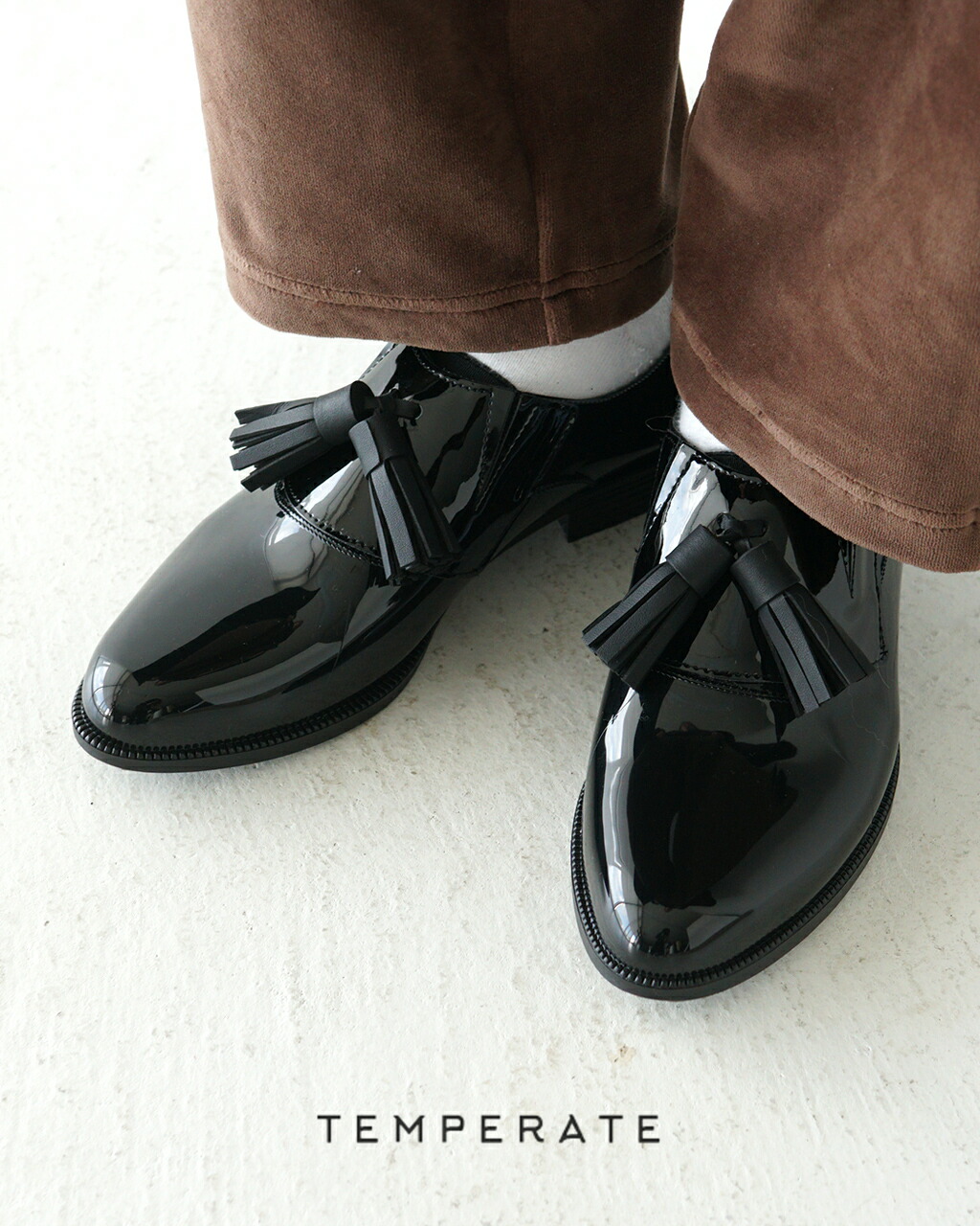 【楽天市場】【SALE！40%OFF】テンパレイト TEMPERATE オックスフォードシューズ レディース ORLAND タッセルシューズ エナメル 完全防水 ブラック 黒 1215 ...