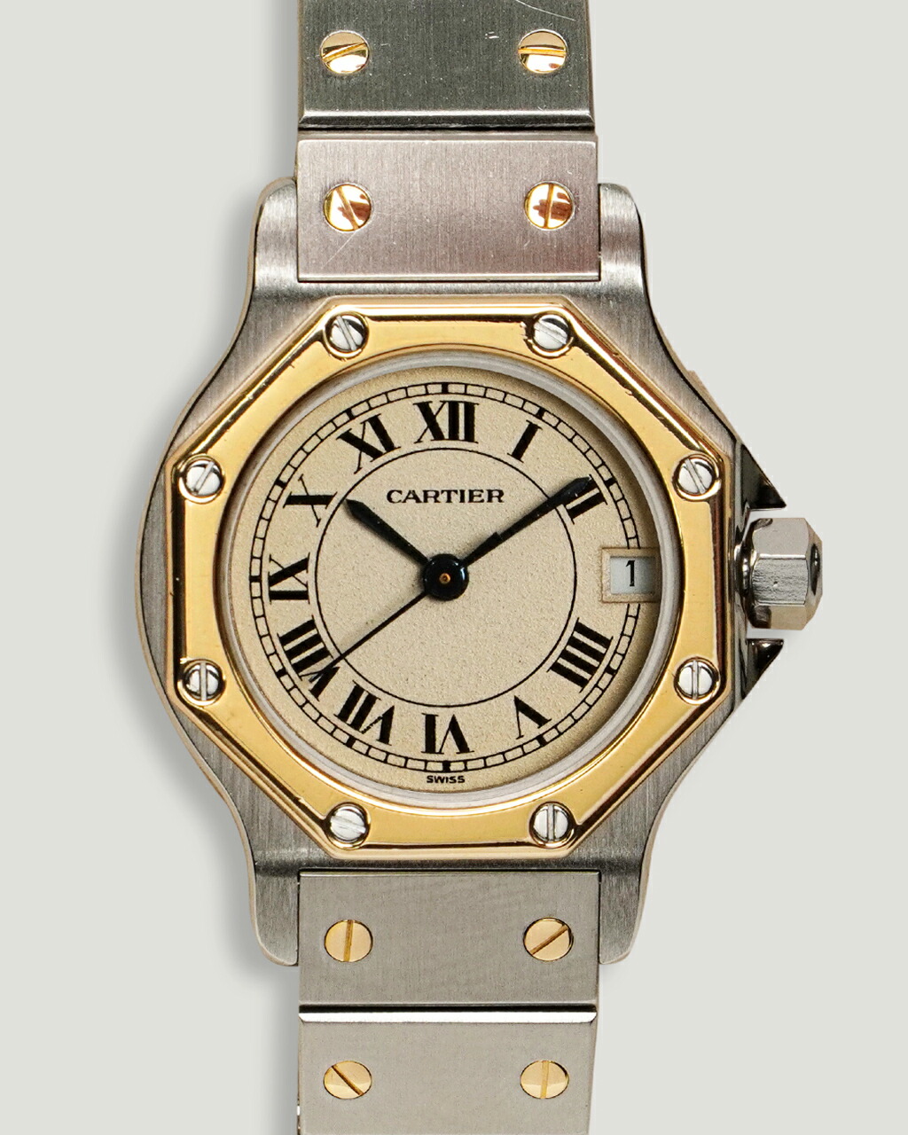 【楽天市場】カルティエ Cartier サントスオクタゴンSM アンティーク腕時計 1990年代製 シルバー ゴールド レディース ...
