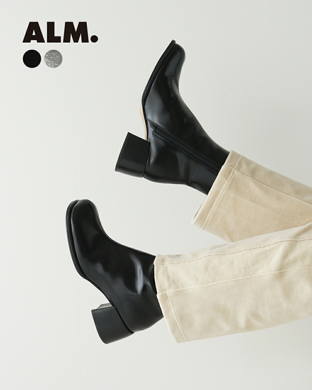 【楽天市場】アルム ALM. アデラ レザー ブーツ ADELA LEATHER BOOTS スクエアトゥ チャンキーヒール ショートブーツ ...