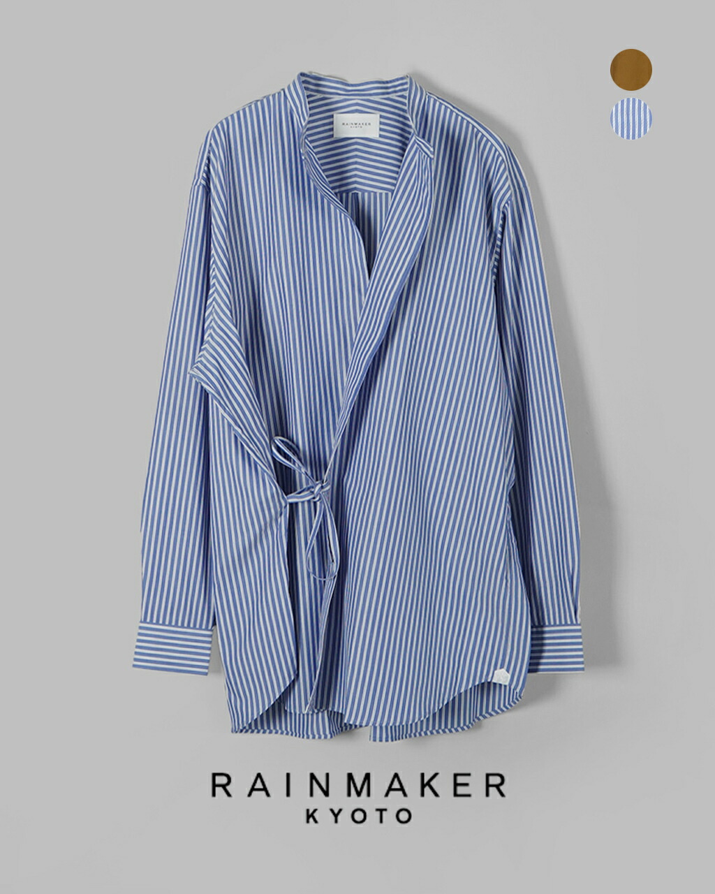 【楽天市場】レインメーカー RAINMAKER バンドカラー ドウギ シャツ BAND COLLAR DOUGI SHIRT シナモン ストライプ メンズ RM242-0150818 ...