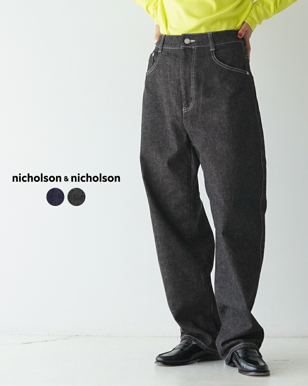 【楽天市場】ニコルソン アンド ニコルソン nicholson&nicholson ミューズ MUSE オーバルシルエット 5ポケット デニムパンツ インディゴ ネイビー ブラック レディース ...