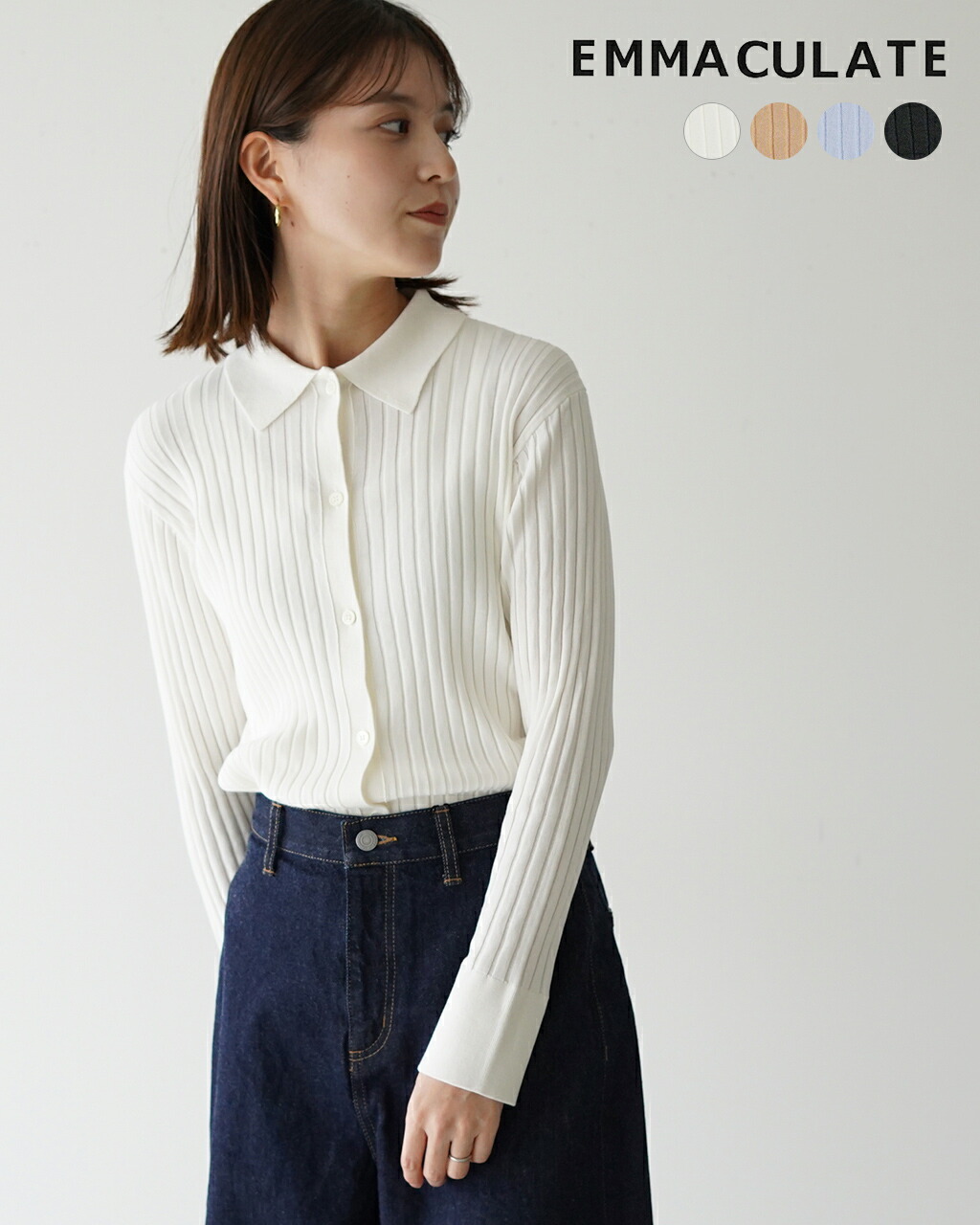 【楽天市場】エマキュレイト EMMACULATE リブロングスリーブポロシャツ 8*4 RIB L S POLO SHIRTS レディース ...