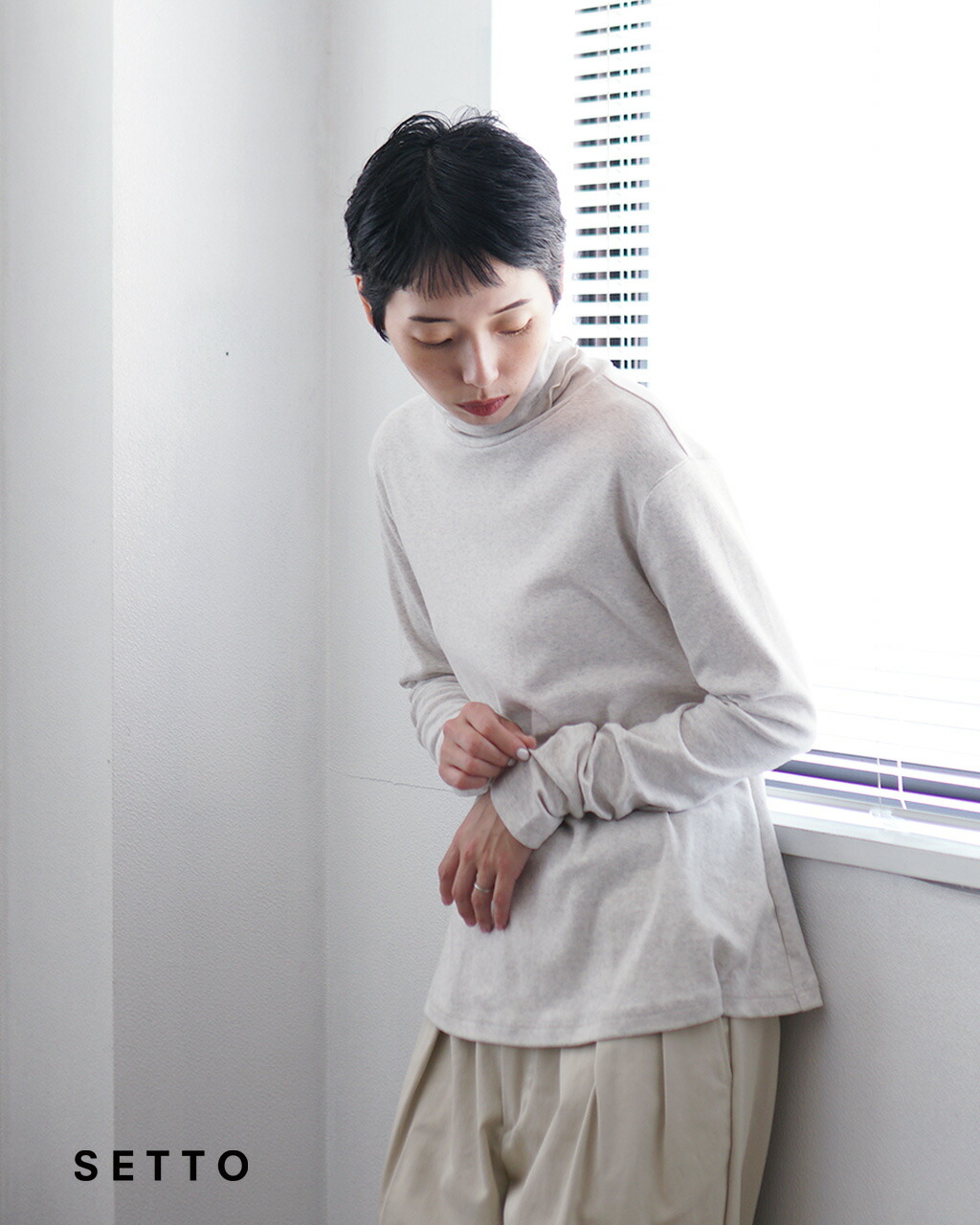 【楽天市場】セット SETTO ハイネックTシャツ レディース HIGH NECK-T カットソー レイヤード 長袖 フライス天竺 綿100 ...