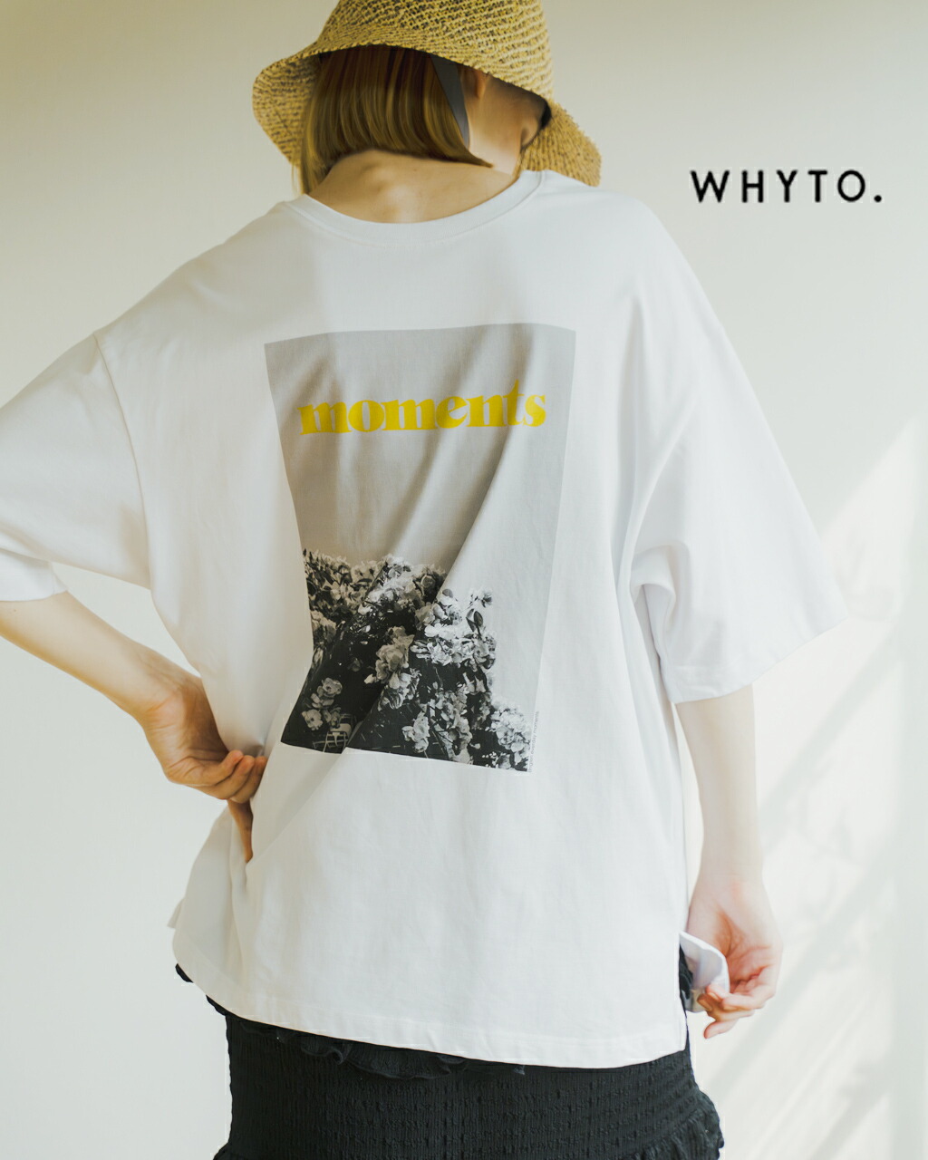【楽天市場】ホワイト WHYTO. 2WAY プリントTシャツ カットソー レディース 2WAY PRINT TEE MOMENT コットン オーバーサイズ ロゴプリント 涼感 ...