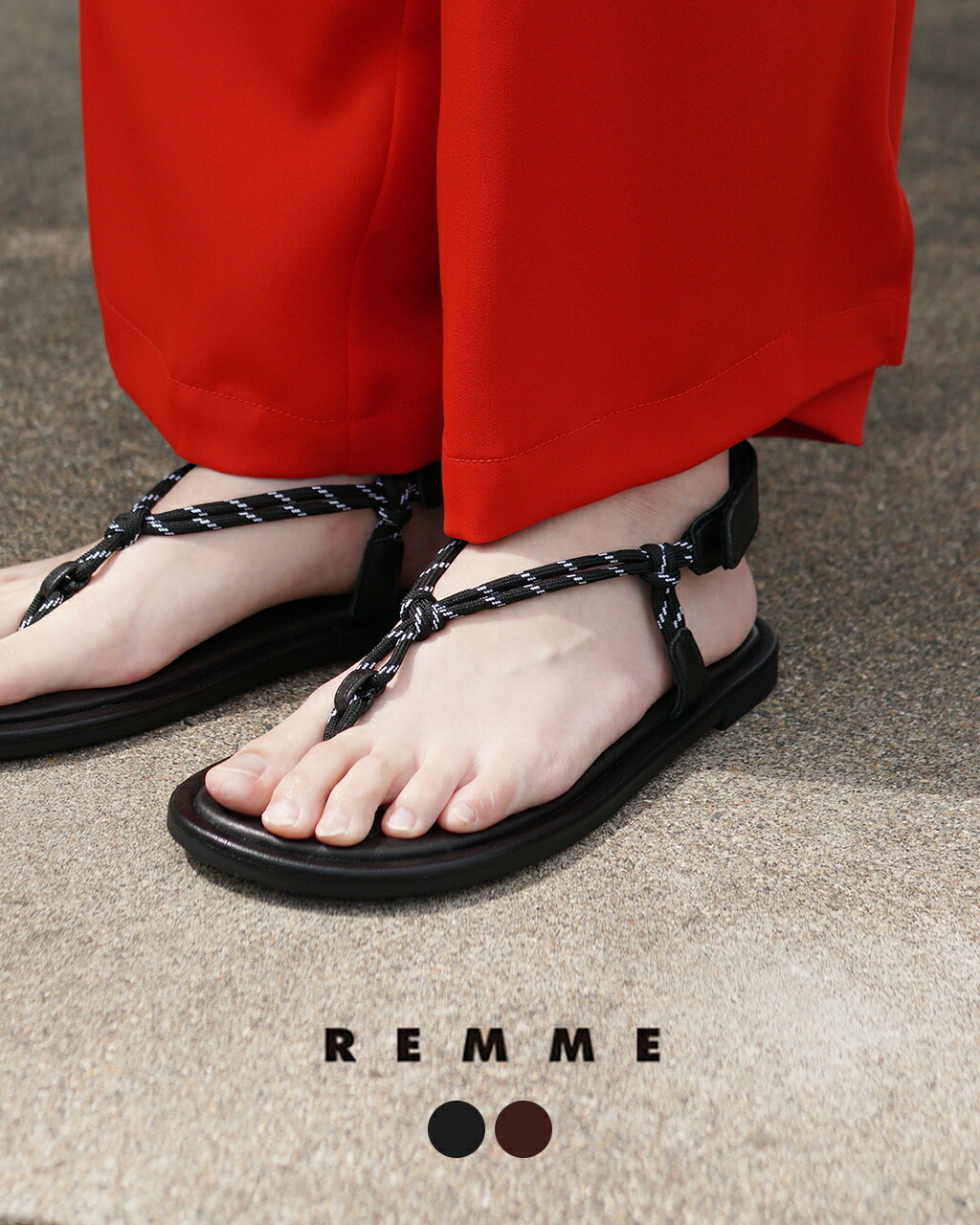 【楽天市場】レメ REMME トングサンダル レディース SANDAL バックストラップ パラコード ZH-25S036-RO 0605 ...