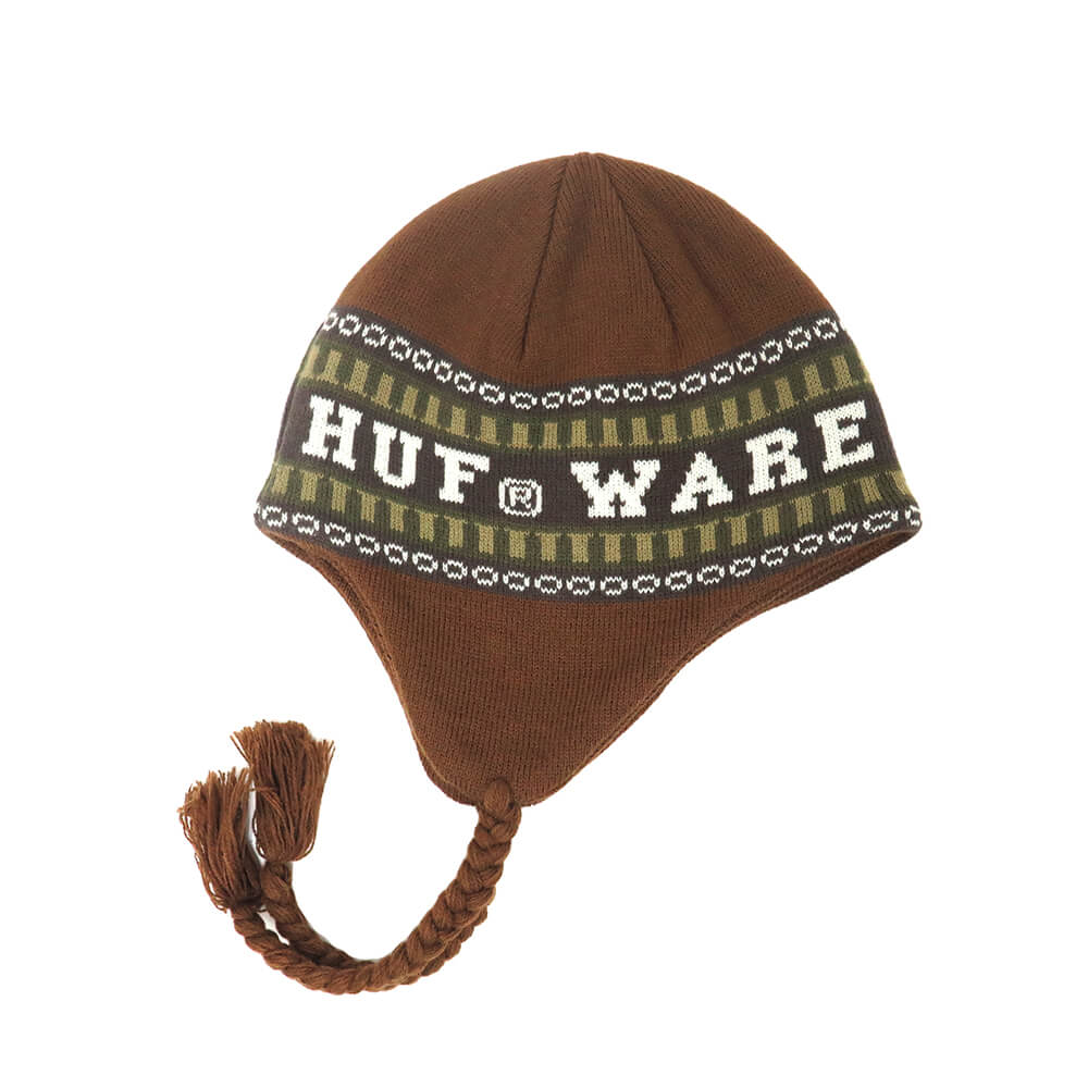 【楽天市場】HUF KNITCAP ハフ ニットキャップ HUF X BRONZE 56K FLAP BEANIE BROWN スケートボード ...