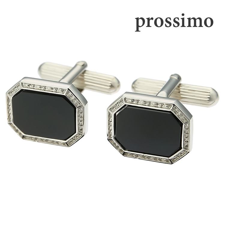 【楽天市場】【prossimo】デコレーションオクタゴンオニキスカフスカフス ボタン カフスボタン 可愛い 結婚式 プレゼント 就職祝い 葬式 ...