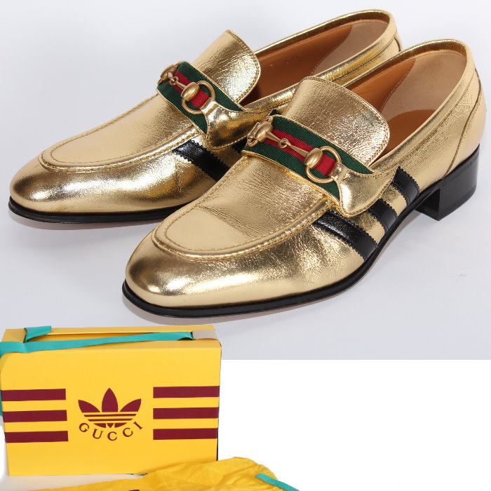 【楽天市場】【お値下げ】 adidas x Gucci アディダス グッチ コラボ 限定 ローファー ゴールド 702283 AAA70 ...