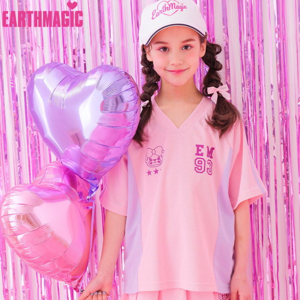 【楽天市場】【EARTHMAGIC正規取扱店】アースマジック 2025夏 VネックスポーティーTシャツ 女児 女の子 子供服 キッズ トップス 100cm 110cm 120cm 130cm ...