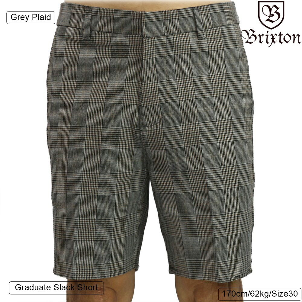 【楽天市場】Brixton ブリクストン Graduate Slack Short Grey Plaid グラデュエートスラックショート ...