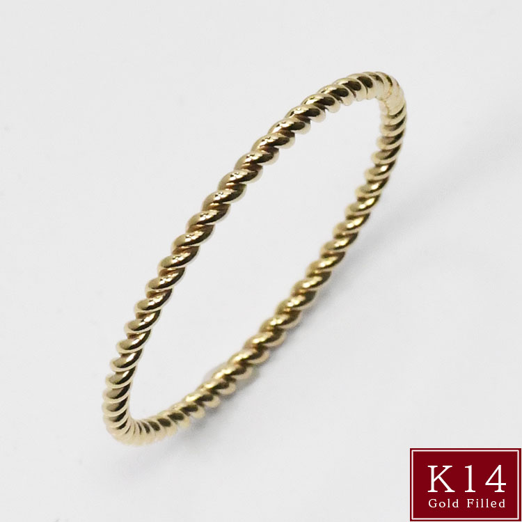【楽天市場】K14 GF 縄目 リング 指輪 14金 Gold Filled(ゴールドフィルド） ロープリング 金張り K18 (18金 )ジュエリーと見分けがつかない風合いと質感 イエロー ...
