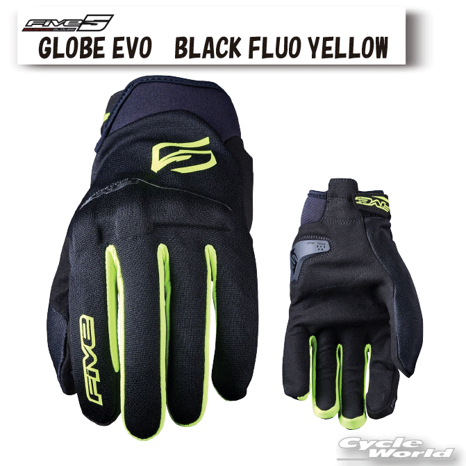 【楽天市場】☆*正規品【Five】GLOBE EVO《BLACK FLUO YELLOW》ツーリンググローブ メッシュ ストリート 街乗り スマホ対応 スマホタッチ プロテクター グローブエボ ...