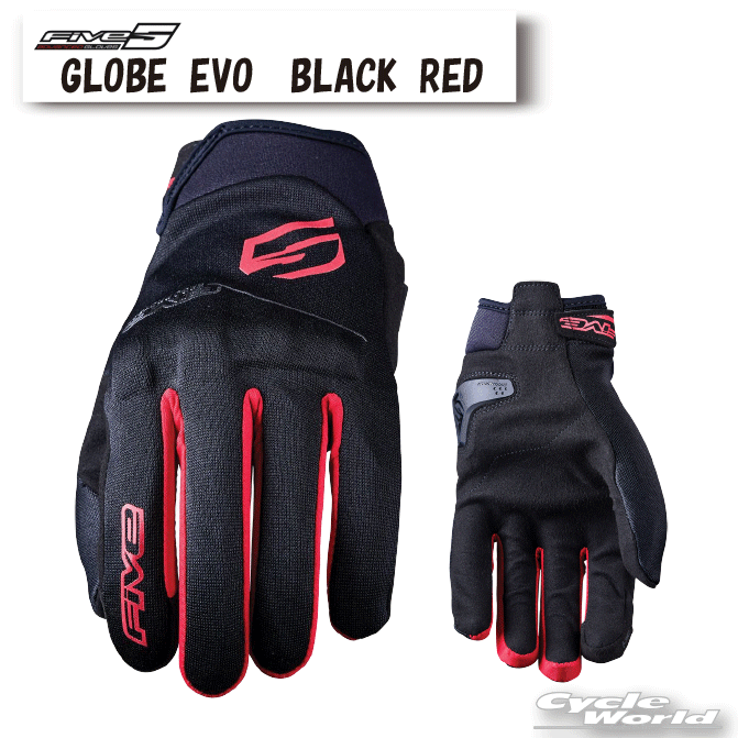 【楽天市場】☆*正規品【Five】GLOBE EVO《BLACK RED》ツーリンググローブ メッシュ ストリート 街乗り スマホ対応 スマホタッチ プロテクター グローブエボ ファイブ ...