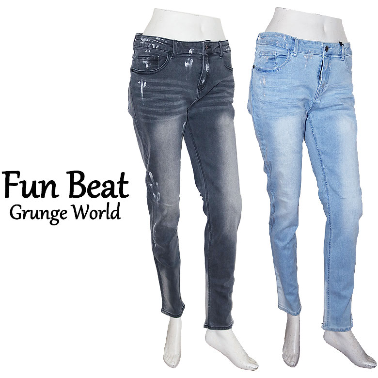 【楽天市場】【Fun Beat】ファンビート デニム ジーンズ ストレッチ シルバーペイント ローライズ インパクト 印象的 美脚 メンズ ...
