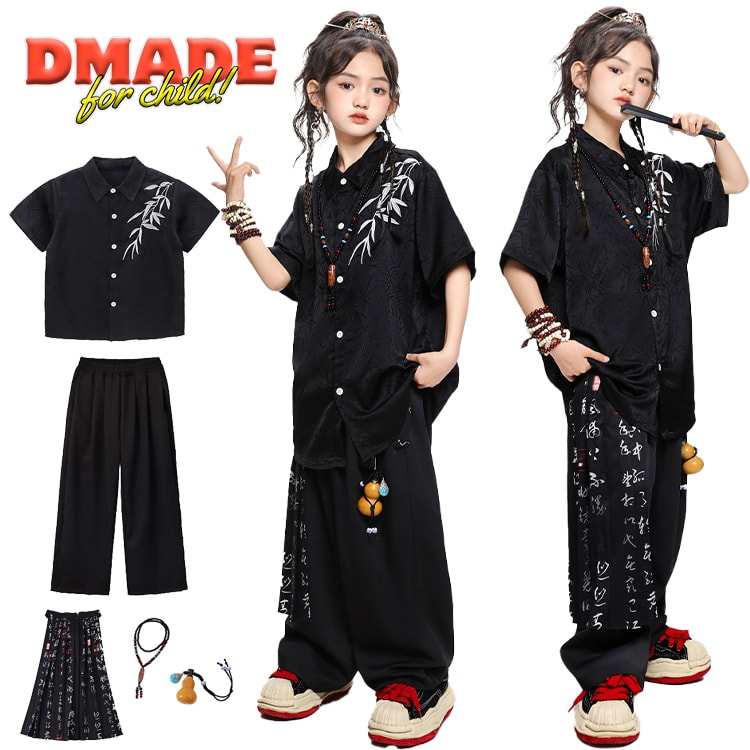 【楽天市場】キッズダンス衣装 子供 女の子 舞台 ステージ演出服 衣装 和柄 キッズ ストリート ダンス衣装 ヒップホップ シャツ 白 半袖 ...