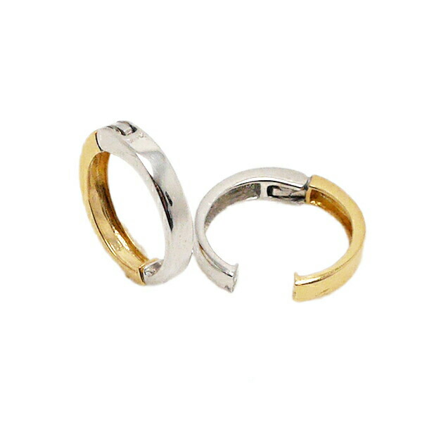 【楽天市場】【2,000円OFFクーポン利用で】（e246027）イヤリング 平打甲丸 K18/K14WG イヤリング リバーシブル レディース 女性 18金 18k イヤーカフ ノンホール ...