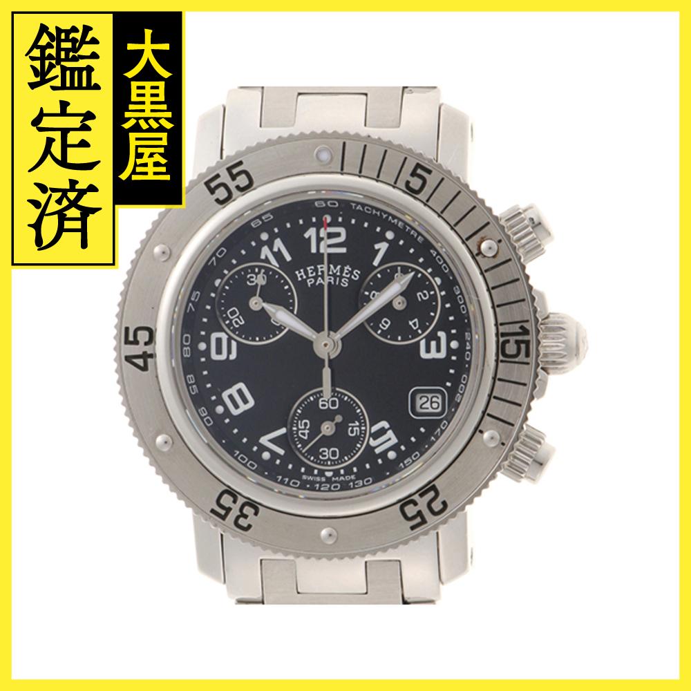【楽天市場】HERMES エルメス クリッパーダイバークロノ CL2.310.330/3782 SS ブラック文字盤 男女兼用 クロノグラフ ...