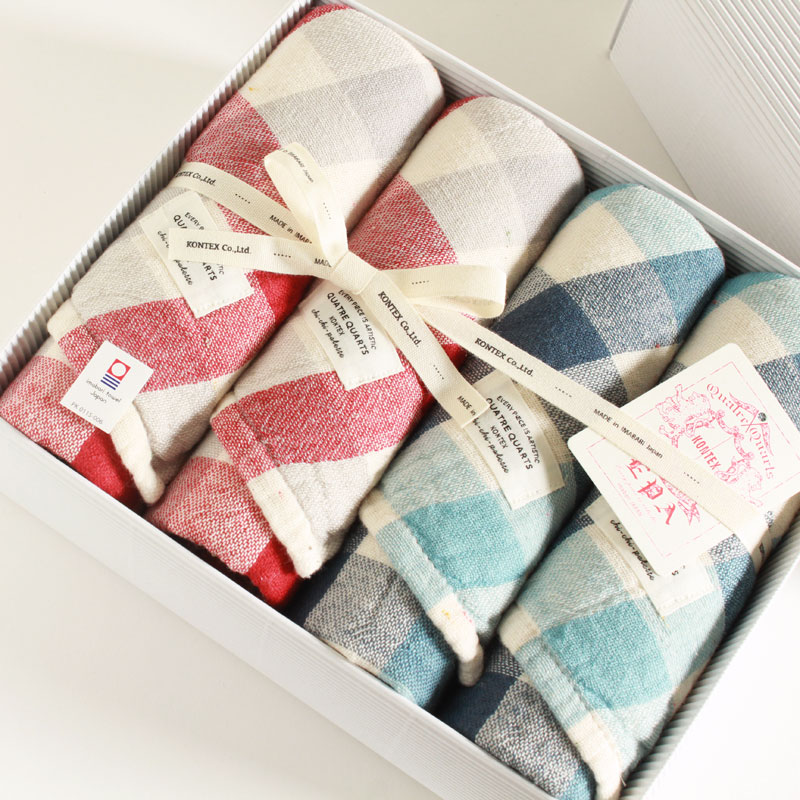 【楽天市場】今治タオル コンテックス ブロックチェック ギフトセットImabari Towel Kontex Block Check GiftSetフェイスタオル4枚ギフトラッピング無料 のし ...