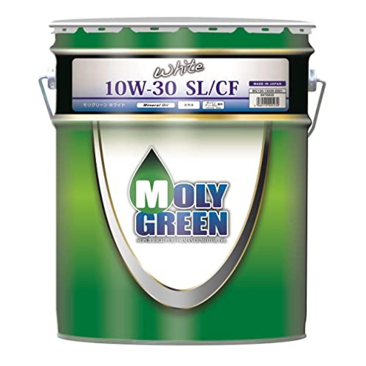 【楽天市場】MOLY GREEN [ モリグリーン ] white [ ホワイト ] 10W30 [ SL/CF ] 鉱物油 [ 20L ...