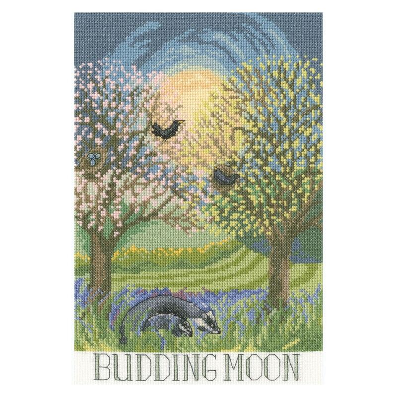 【楽天市場】ボッシースレッドクロスステッチ 刺繍キット 【Budding Moon】イギリス輸入ししゅうキット初心者から中級者向き アイーダ LIZZIE SPIKESデザイン：ダーニッシュ ...