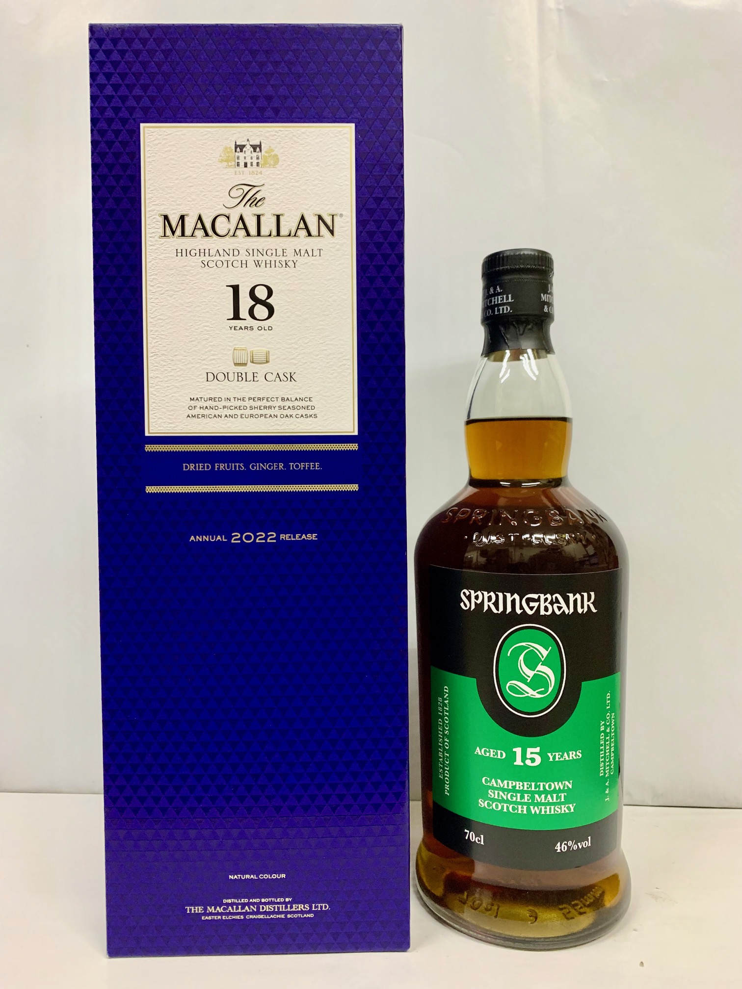 【楽天市場】スプリングバンク15年 46％ 700ml×1本マッカランダブル18年（2022）43％ 700ml×1本飲み比べセット：デイ・リンク 楽天市場店