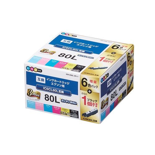 【楽天市場】汎用インクカートリッジ 6色+1 IRH-E80L-6P+1 IC6CL80L対応 いろはink：DCMオンライン
