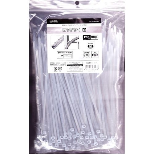 【楽天市場】ロックタイ 200mm白 300本入り LT-200W300WH 白 OHM：DCMオンライン