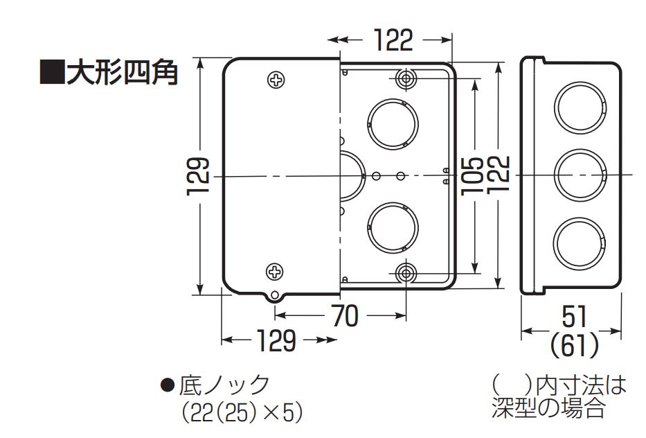 【楽天市場】未来工業 PVKボックス PVK-BLOJ 大形四角(深型) ベージュ ノック無し：デンキデポ プロセレクト