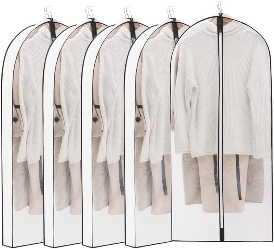 【楽天市場】衣類カバー 5枚組 透明 不織布 洋服カバー 表面 透明フィルム 中身が見える スーツカバー 防カビ ほこりよけ 厚手衣類対応 通気 衣装カバー 吊り下げ収納 ホワイト/ブラック ...
