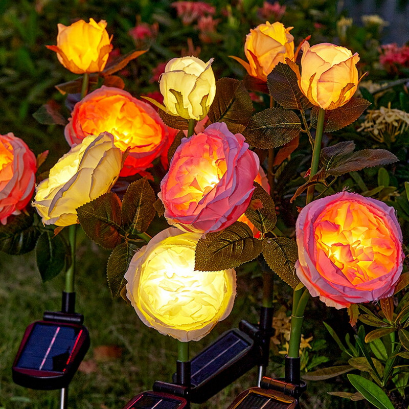 【楽天市場】LEDソーラーライト ローズ花灯 防水 屋外用 ガーデンライト 草坪ライト 地面挿し型 夜間照明 ガーデン装飾用 フラワーデザイン：FINTRUE