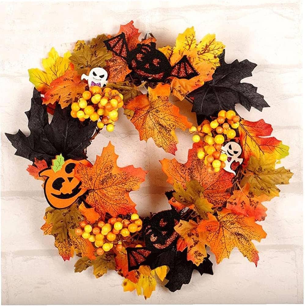 【楽天市場】ハロウィン カエデ葉 花輪 ハロウィン装飾 ガーランド LEDライト ドア フレーム 暖炉 装飾 雰囲気作り 2308：FINTRUE