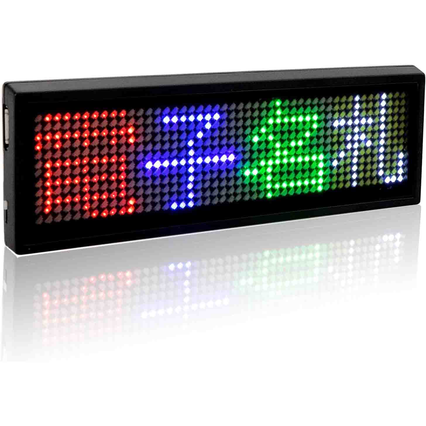 【楽天市場】\期間限定★ポイント10倍／LED電子名札 ミックス色LEDネーム 充電式 小型 LED 電光掲示板 スマホコントロール テキスト入力対応 落書き追加可能 多言語表示 RBGW ...