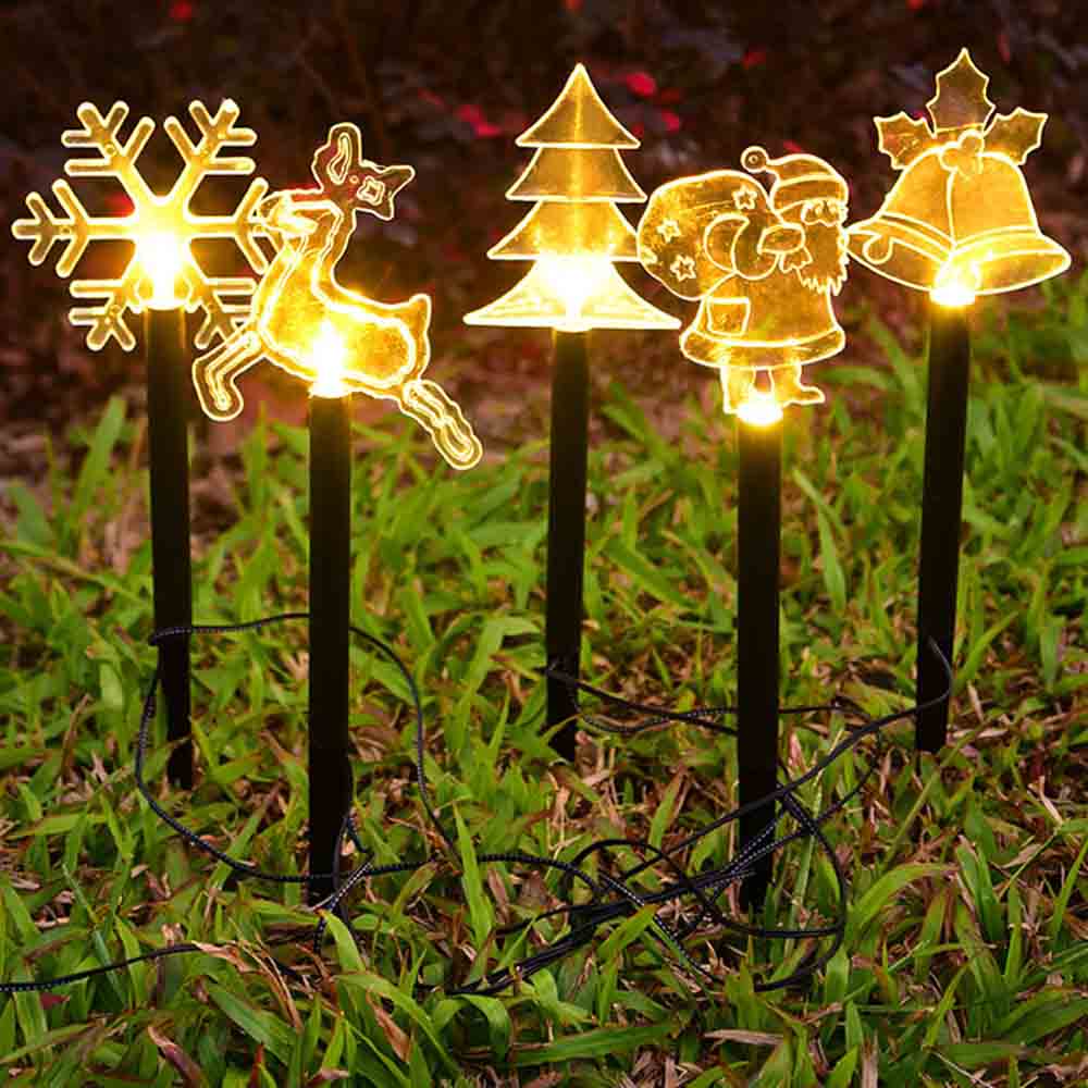 【楽天市場】5柄セット クリスマス 飾り ソーラーライト 埋め込みライト 屋外ガーデンデコレーションライト イルミネーションライト 庭園灯 芝生ランプ 自動点灯 芝生 庭 風景 ソーラー充電 ...