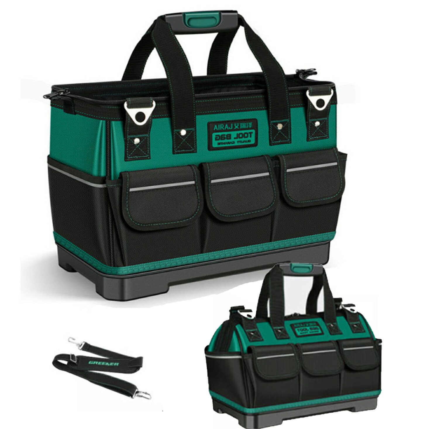 【楽天市場】ツールバッグ 工具バッグ 2way 工具袋 道具袋 工具差し入れ 肩掛けベルト付き 大口収納 大容量 1680Dオックスフォード プラスチック底部 自立 バイク用 運搬用 作業用 ...