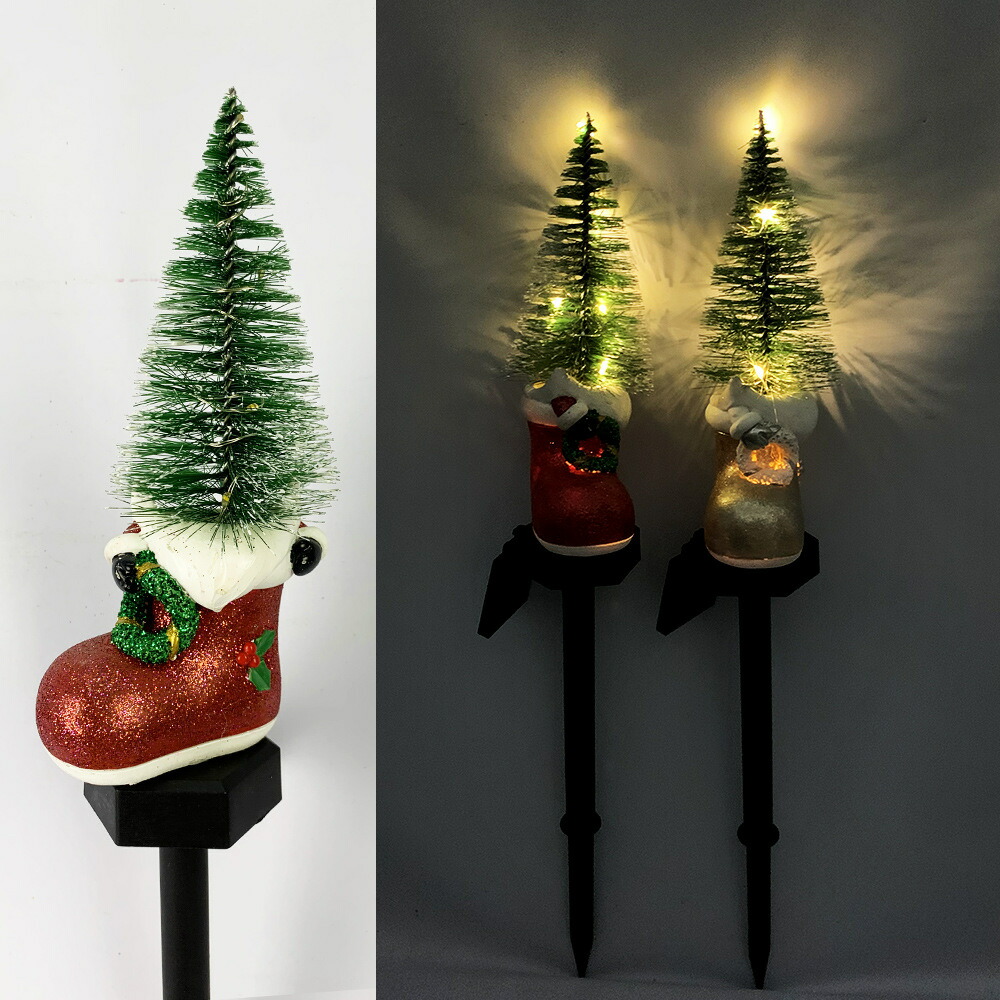 【楽天市場】ソーラーライト クリスマス 屋外用 | プラスチックランプデザイン クリスマスライト ステーク 屋外用 | LED ブートランプ ウェディング ガーデン プール 裏庭 フェンス ...