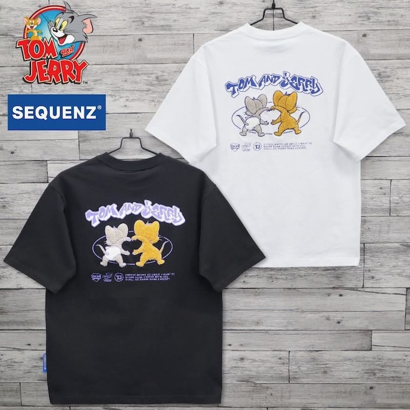 【楽天市場】【送料無料】メンズ トムとジェリー TOM&JERRY トムジェリ SEQUENZ シークエンズ コラボ 半袖 Tシャツ 半袖Tシャツ ティーシャツ バック サガラ刺繍 ジェリー ...