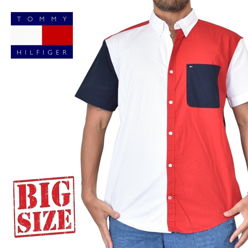 【楽天市場】大きいサイズ メンズ TOMMY HILFIGER トミーヒルフィガー ボタンダウン 切り替え ポケット XXL XL ...