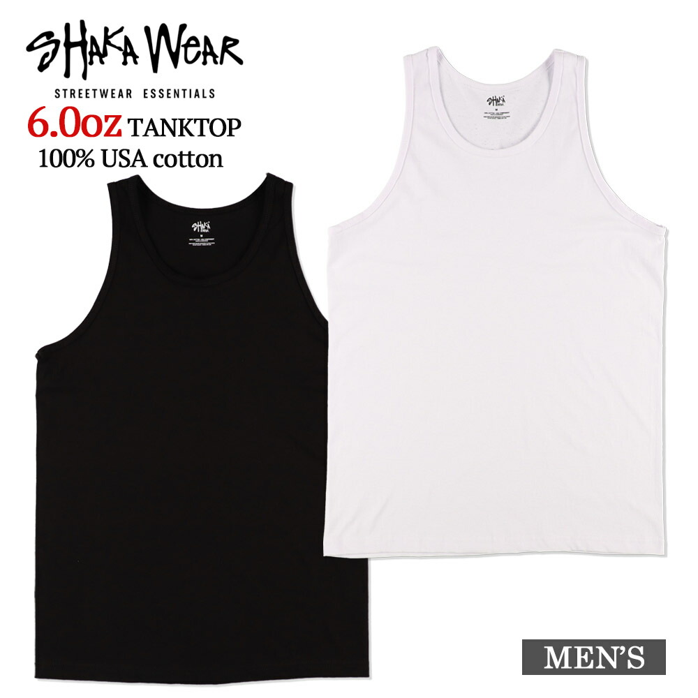 【楽天市場】メール便 シャカウェア SHAKA WEAR 6.0oz Tank Top BLACK WHITE メンズ タンクトップ 無地 白 ...