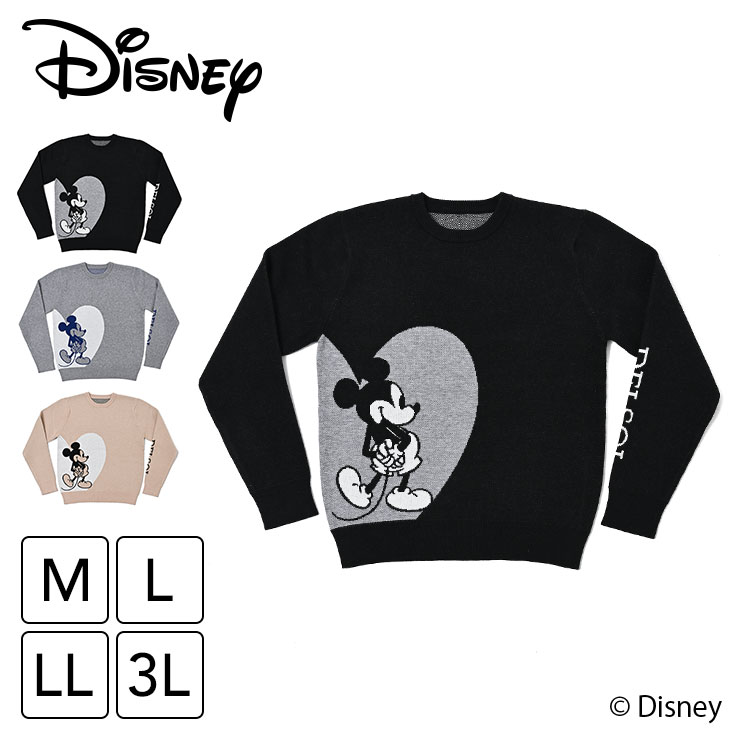【楽天市場】7853 DELSOL GOLF限定 ミッキー＆ミニー ハートモチーフジャガードニット M L LL 3L ゴルフ スポーツウェア グレー ブラック ベージュ 大きいサイズ 秋冬 ...