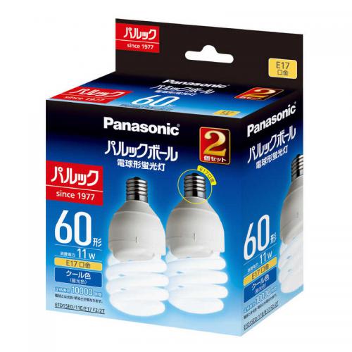 【楽天市場】パナソニック Panasonic パルックボール 17口金 電球60形 クール色 2個入り EFD15ED11EE17F22T〈EFD15ED11EE17F2〉：デンキチWeb 楽天市場店