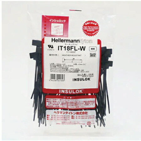 【楽天市場】ヘラマンタイトン IT18FL-W マーキングタイ 屋内外使用 耐候グレード 100本入り 色 黒 全長L110mm 幅2.5mm：電材BlueWood