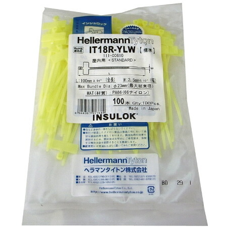 【楽天市場】ヘラマンタイトン IT18R-YLW マーキングタイ 屋内使用 100本入り 色 黄 全長L100mm 幅2.5mm：電材BlueWood