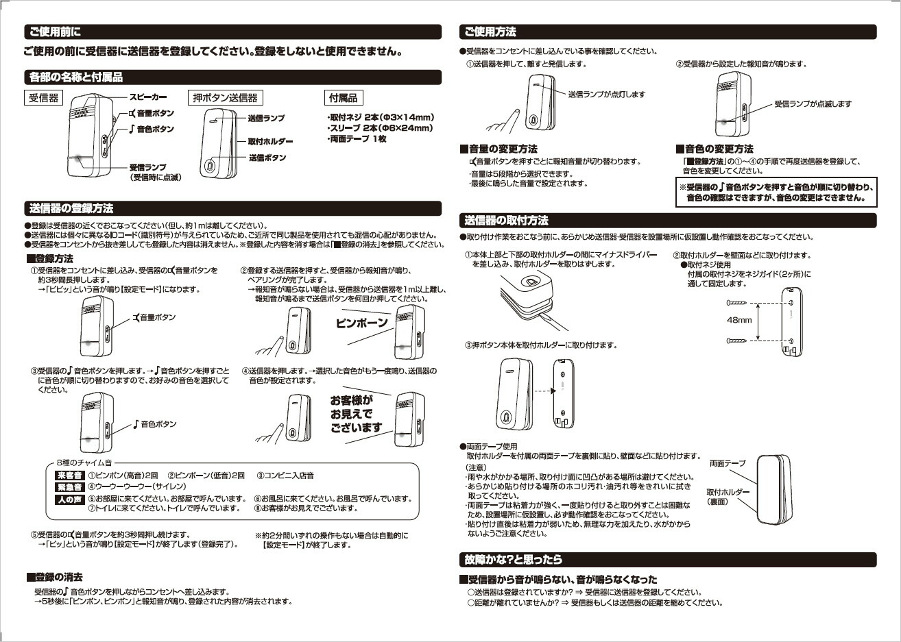 【楽天市場】エルパ 電池を使わないワイヤレスチャイムセット WC-S6040AC / 呼鈴を押す力で発電 電池不要 / 防沫ワイヤレスチャイム / 設置簡単 工事不要 ／ELPA 朝日電器 ...
